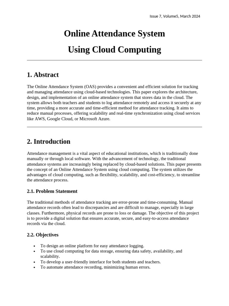 Online Attendance System base paper | PDF | Cloud Computing | Databases