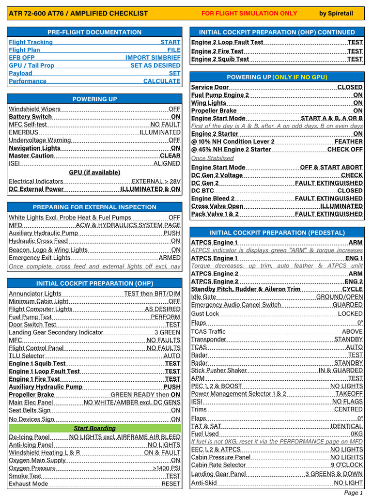 AT76 Checklist | PDF