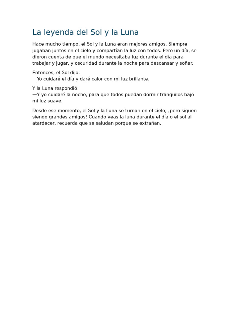 La Leyenda Del Sol y La Luna | PDF