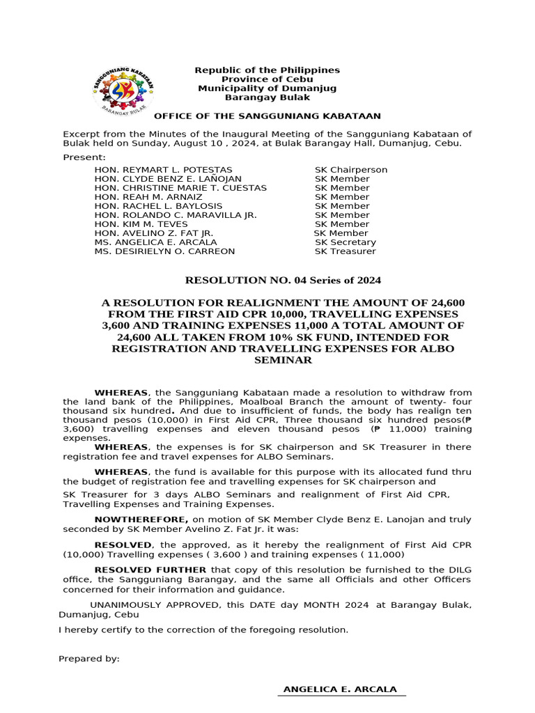 Resolution #4 2024 Realignment | PDF