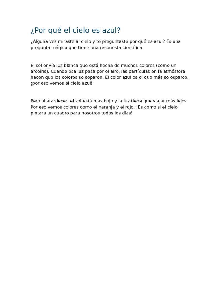 Por Qué El Cielo Es Azul | PDF