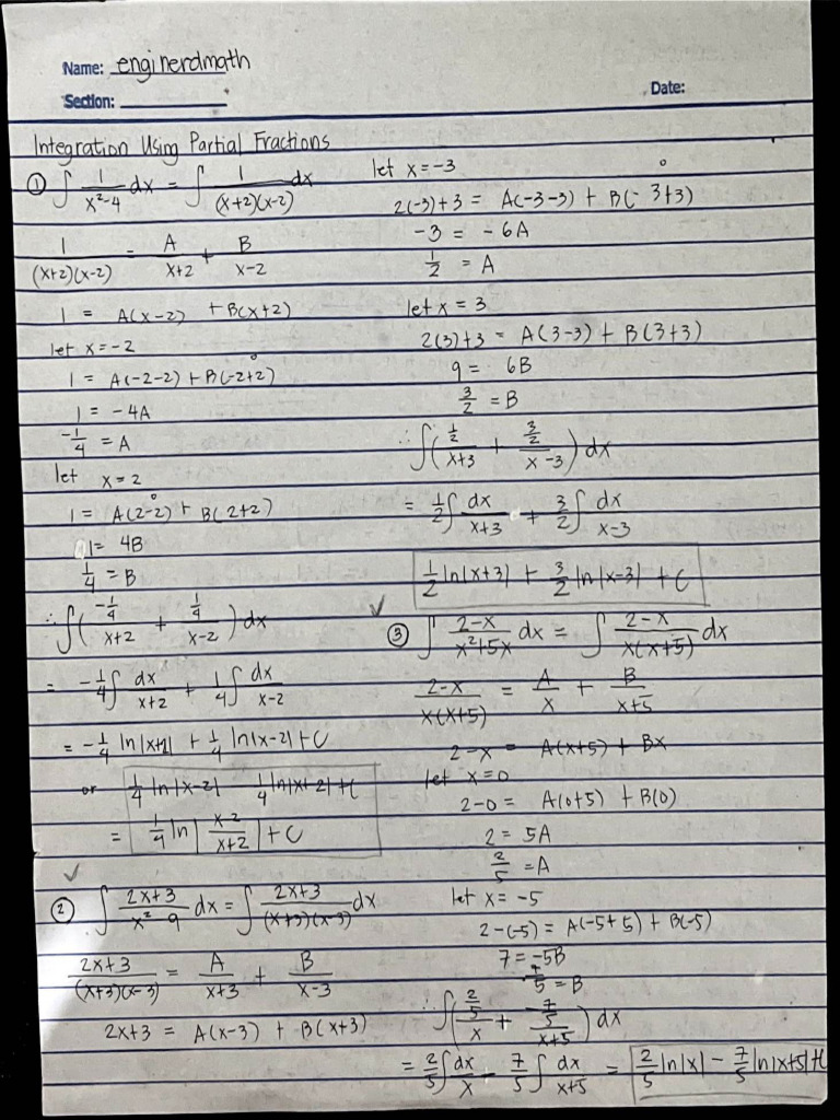 Integration Using Partial Fractions & Trigo Substitution Notes | PDF Integration Using Partial Fractions & Trigo Substitution Notes | PDF
