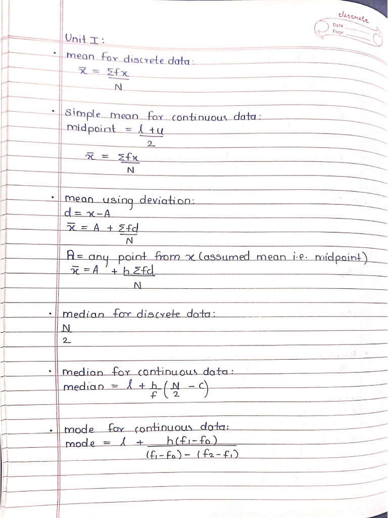 maths formule unit 1 to 4 | PDF
