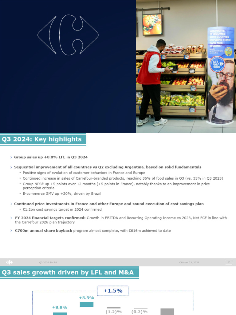 Carrefour - Q3 2024 Presentation | PDF | Share Repurchase | Sustainable ...