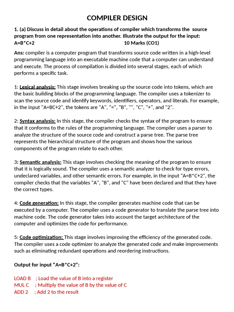 Compiler Design Solved Question Paper | PDF | Parsing | Compiler