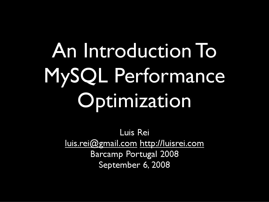 An Introduction To Mysql Performance Optimization Database Index