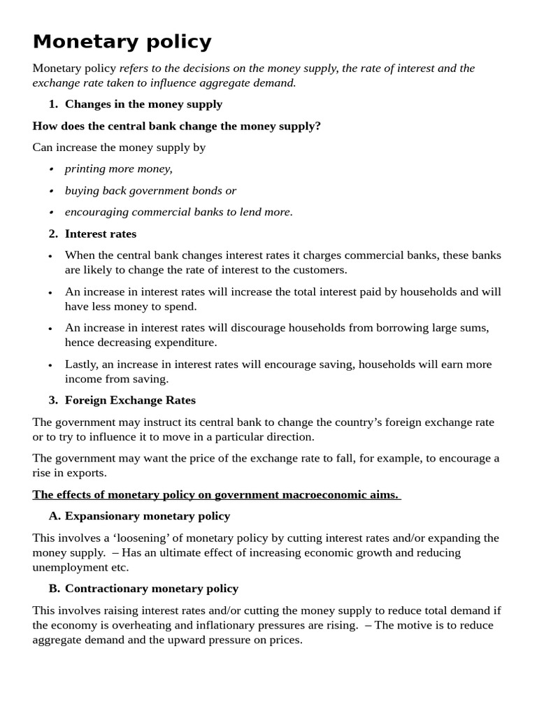 Monetary and Supply Side Policy | PDF | Monetary Policy | Subsidy