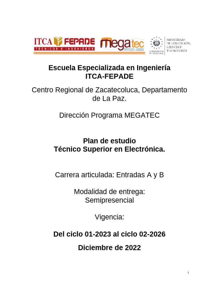 Plan Estudios Tec Superior en Electrónica 2023 v6 Dnes_113021 | PDF ...