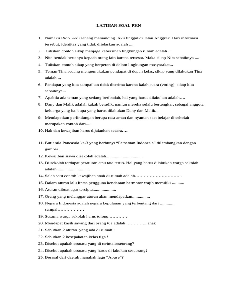 Soal Latihan PKN | PDF