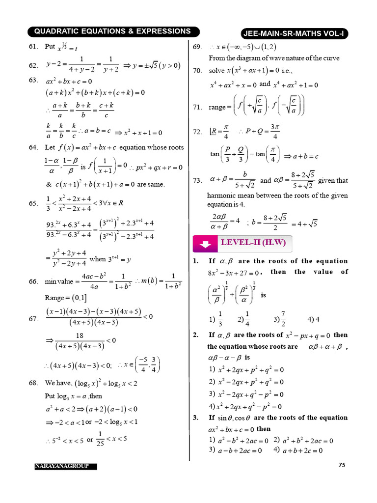 XI - Maths - Chapter 5 - QUADRATIC EQTS - EXPRESSIONS (75-94) | PDF | Quadratic Equation | Equations