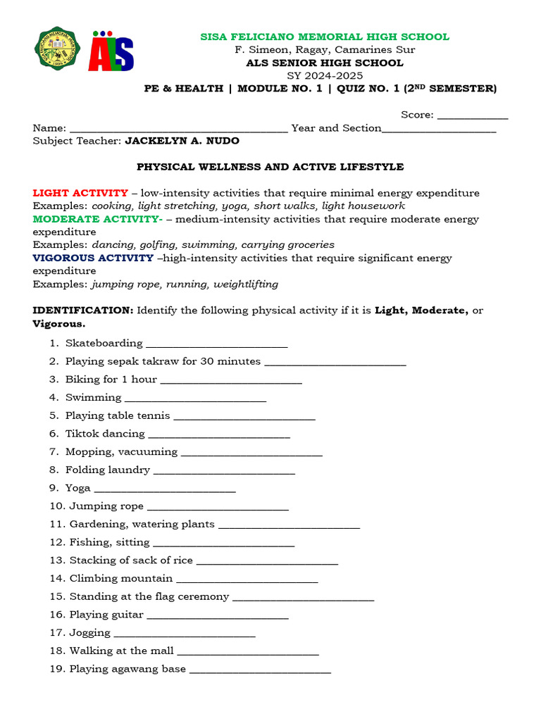 PE & Health Modules for Senior High School | PDF | Strength Training ...