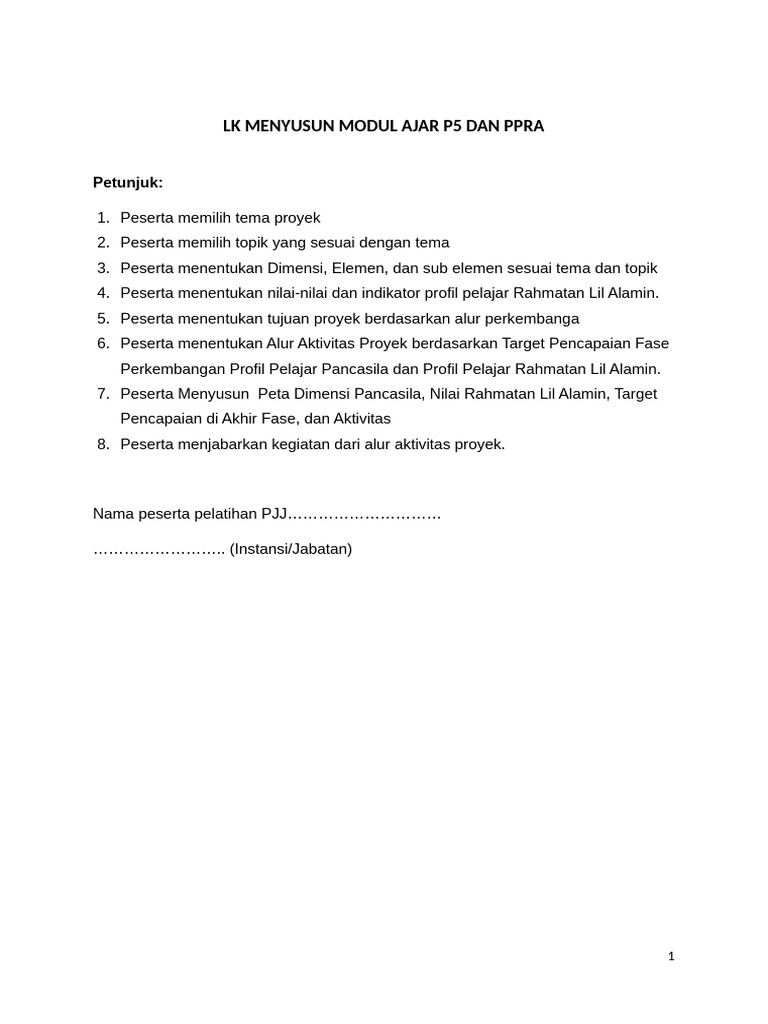 LK P5 Dan PPRA OKE | PDF