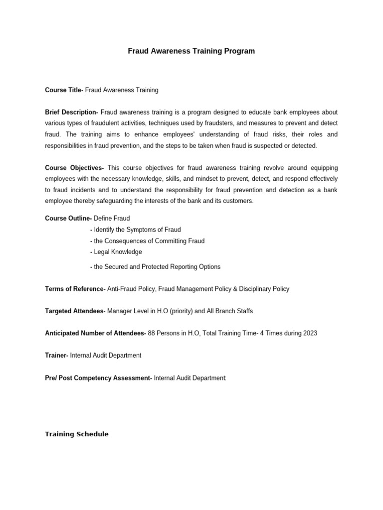 Fraud Awareness Training Overview | PDF | Fraud | Internal Audit