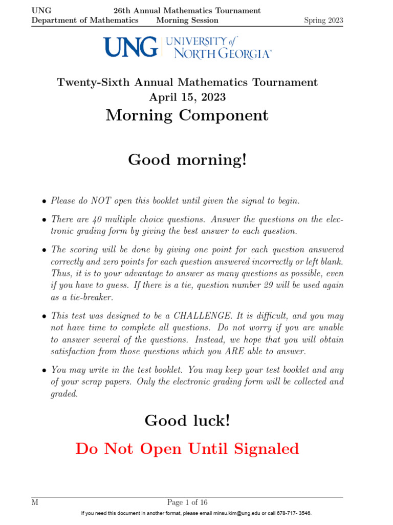 2023 Morning Test | PDF | Mathematical Analysis | Mathematics