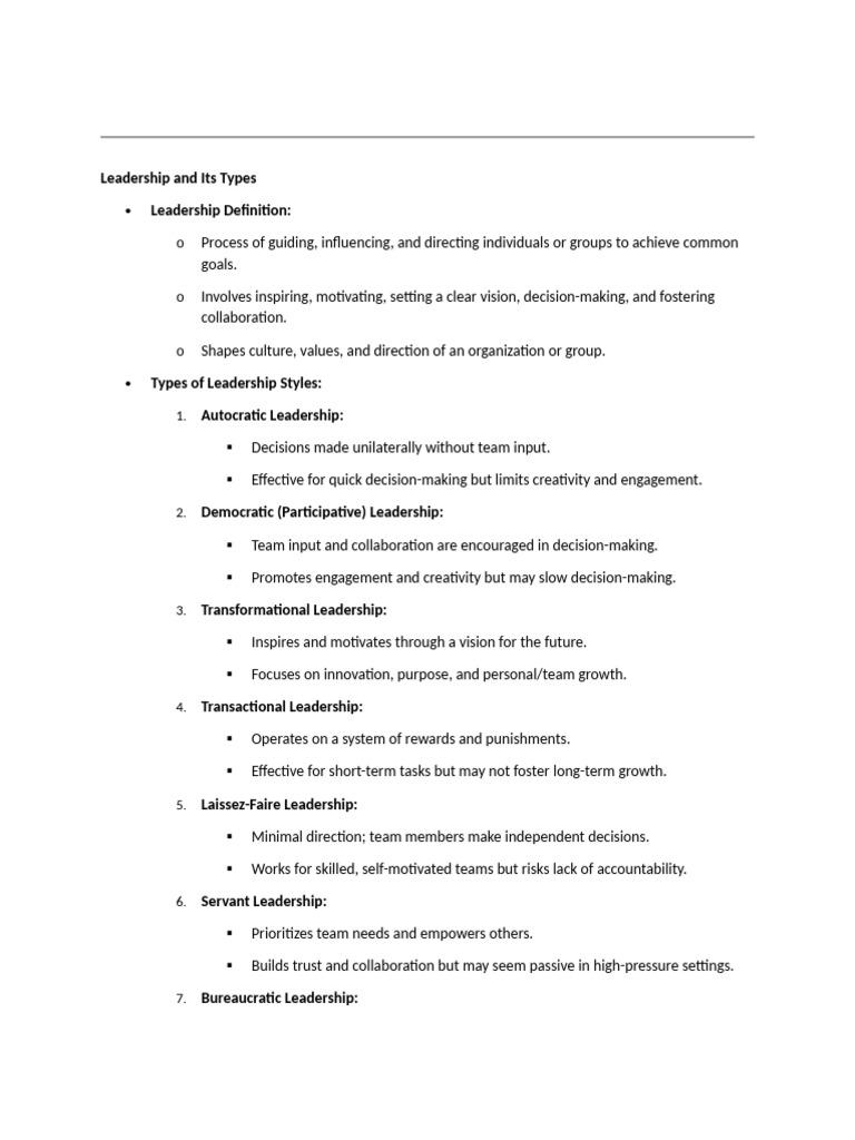 Types of Leadership Styles Explained | PDF | Leadership | Governance
