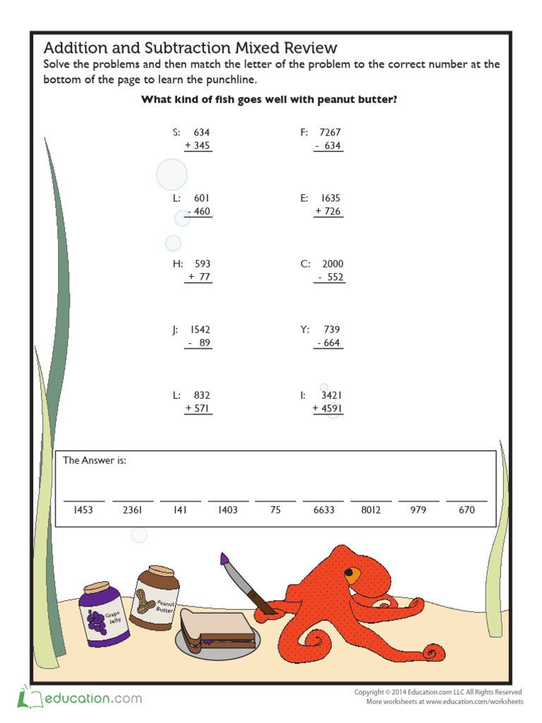 Funny Fish Addition and Subtraction | PDF