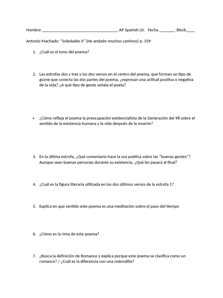 Antonio Machado, He Andaddo Muchos Caminos | PDF