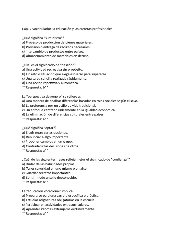 Vocabulario sobre educación y carreras | PDF | Salario | Psicología Social