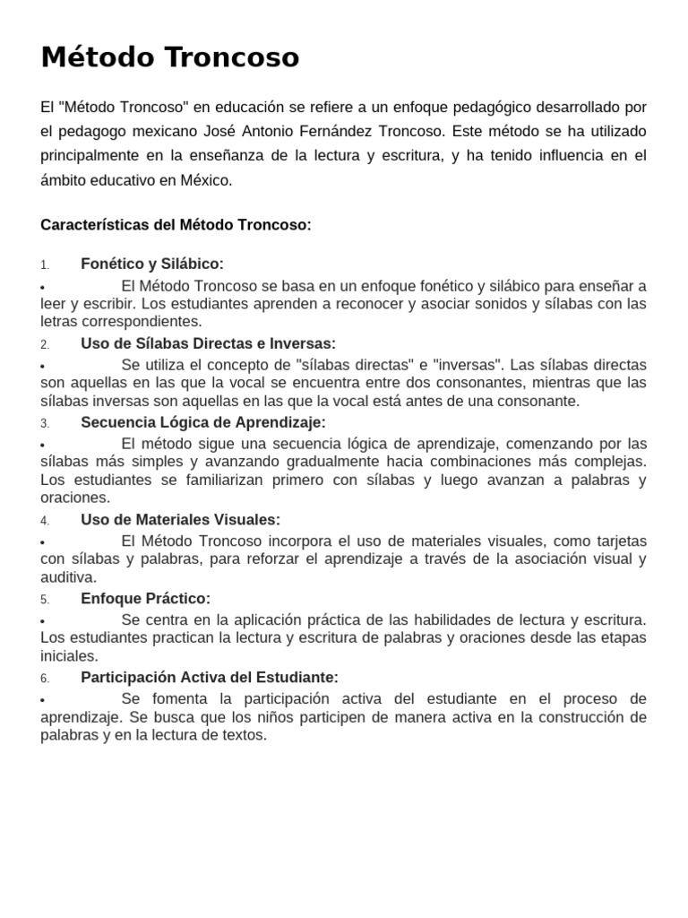 Método Troncoso: Enfoque Fonético-Silábico | PDF