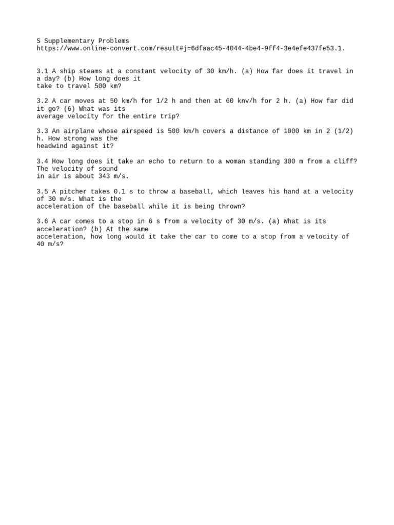 Physics Velocity and Acceleration Problems | PDF