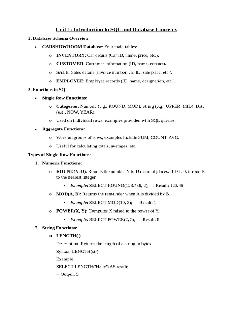 Ip Xii Quick Notes Querying In Mysql Pdf Computer Data Computing