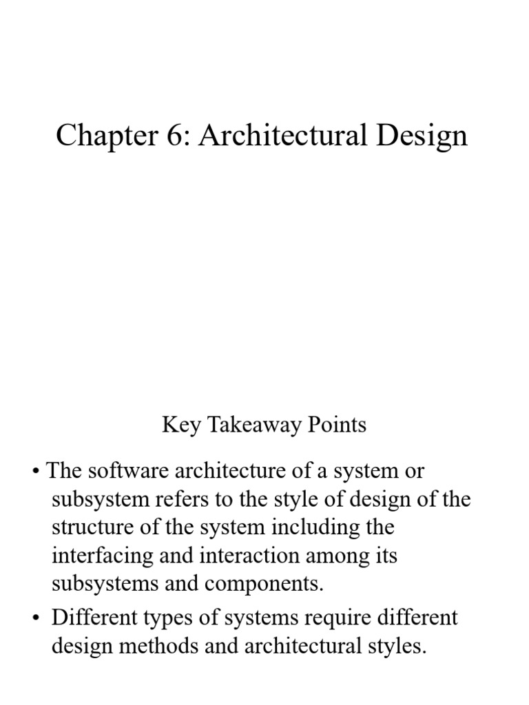 OO Chapter 6. Architectural Design-1 | PDF | System | Databases