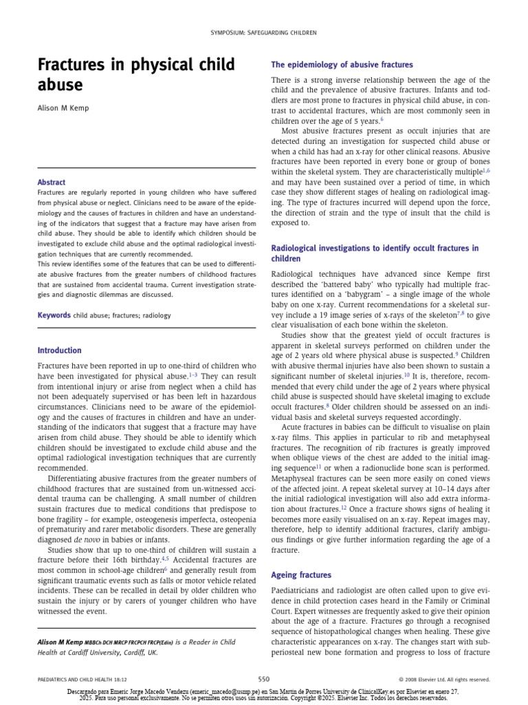 Fractures in Physical Child Abuse | PDF | Child Abuse | Radiology