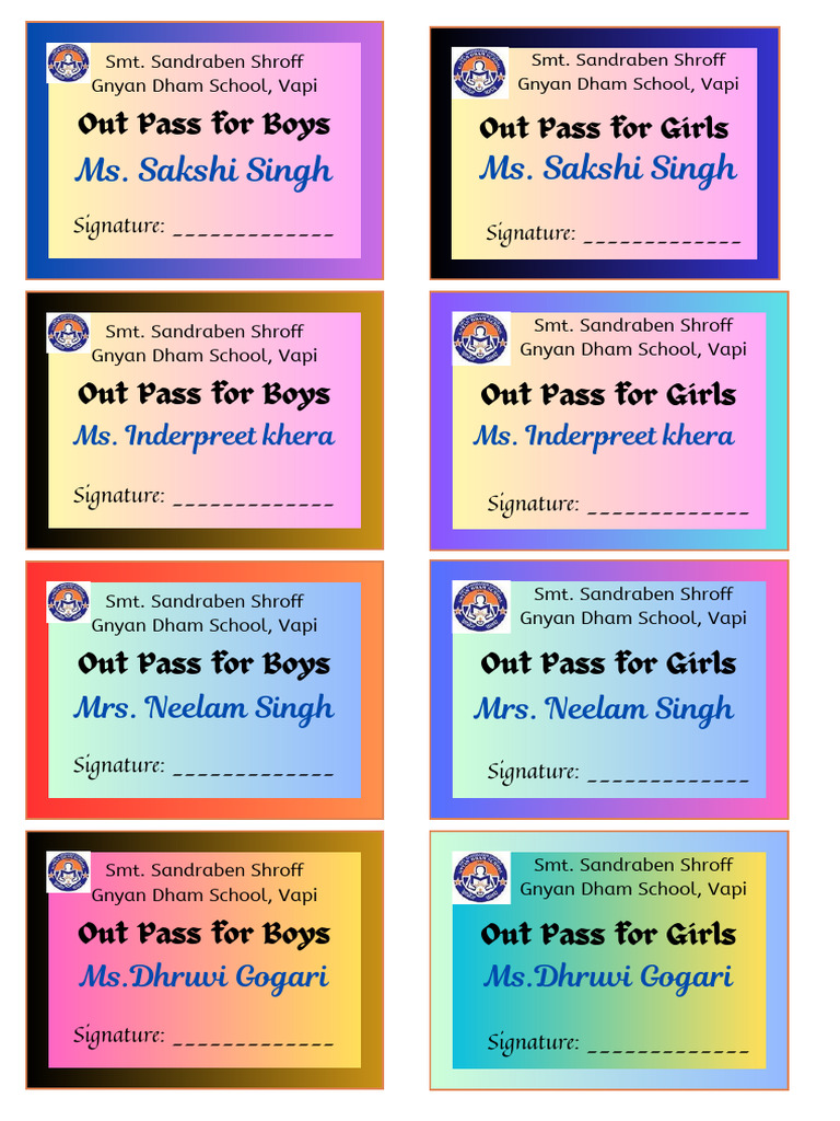 School Wide Teacher Hall Pass For Students | PDF