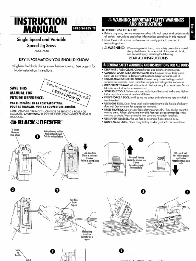 Black and Decker 7548 Portable Jig Saw | PDF