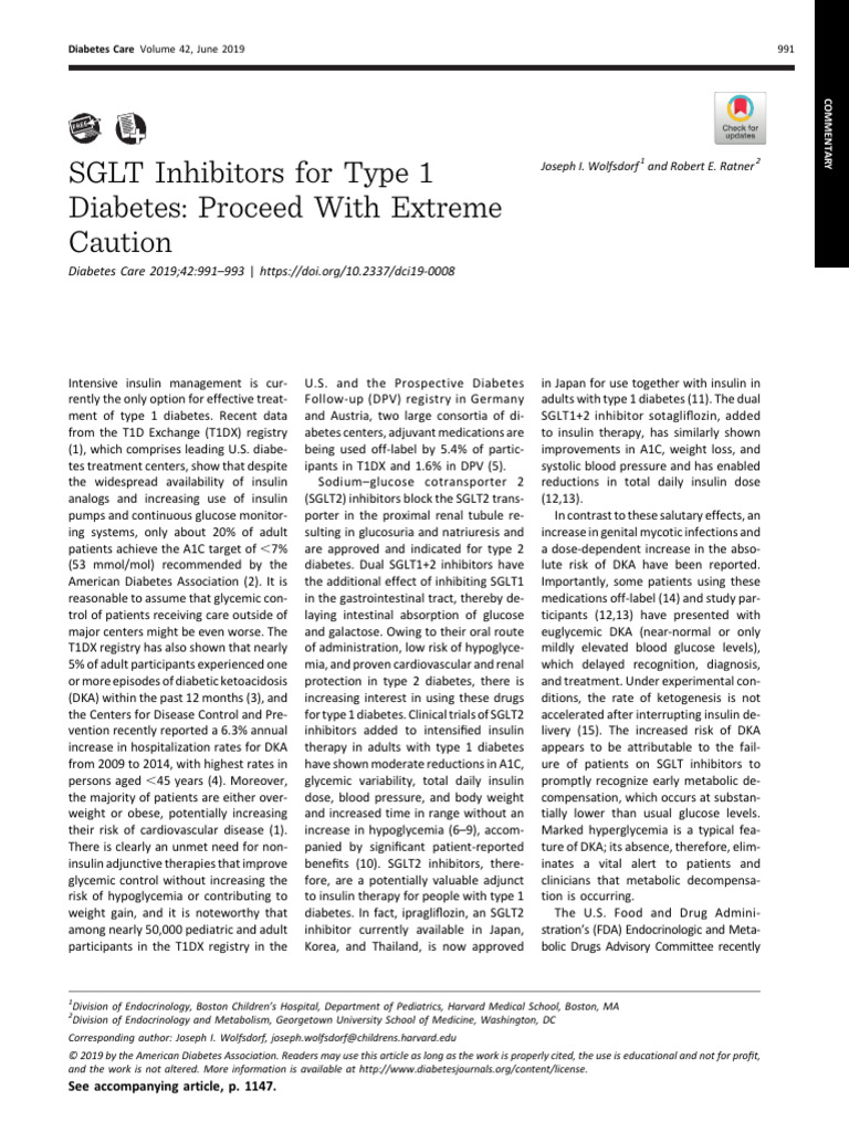 Caution on SGLT Inhibitors for T1D | PDF | Diabetes | Glycated Hemoglobin