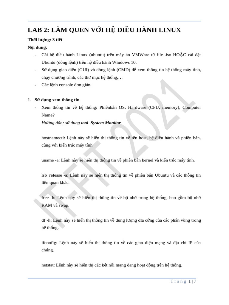 lab2_lam quen voi hdh Linux | PDF