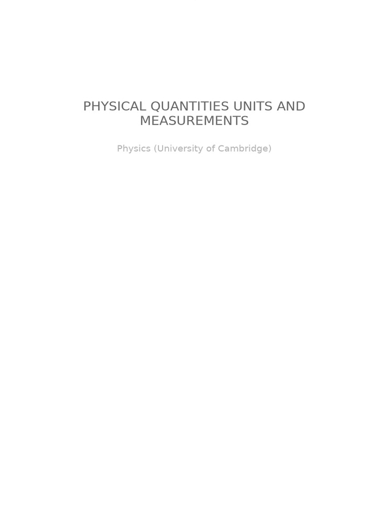 Physical Quantities Units and Measurements | PDF | Pressure | Force