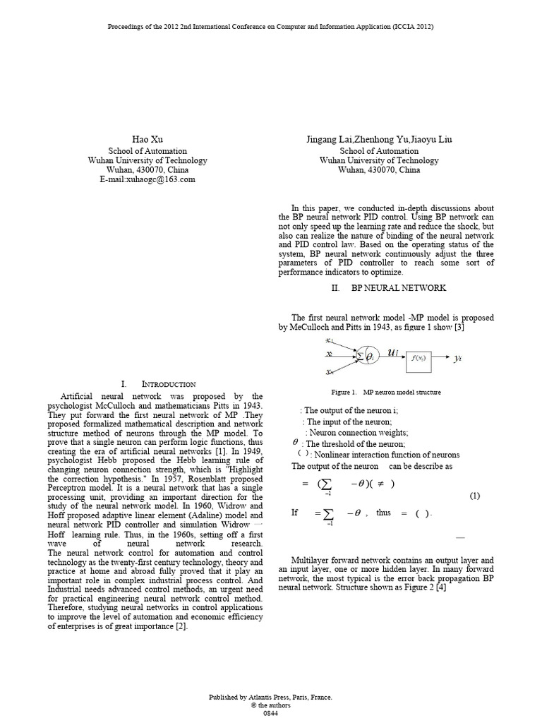 Based On Neural Network Pid Controller Design And Simulation Pdf Artificial Neural Network