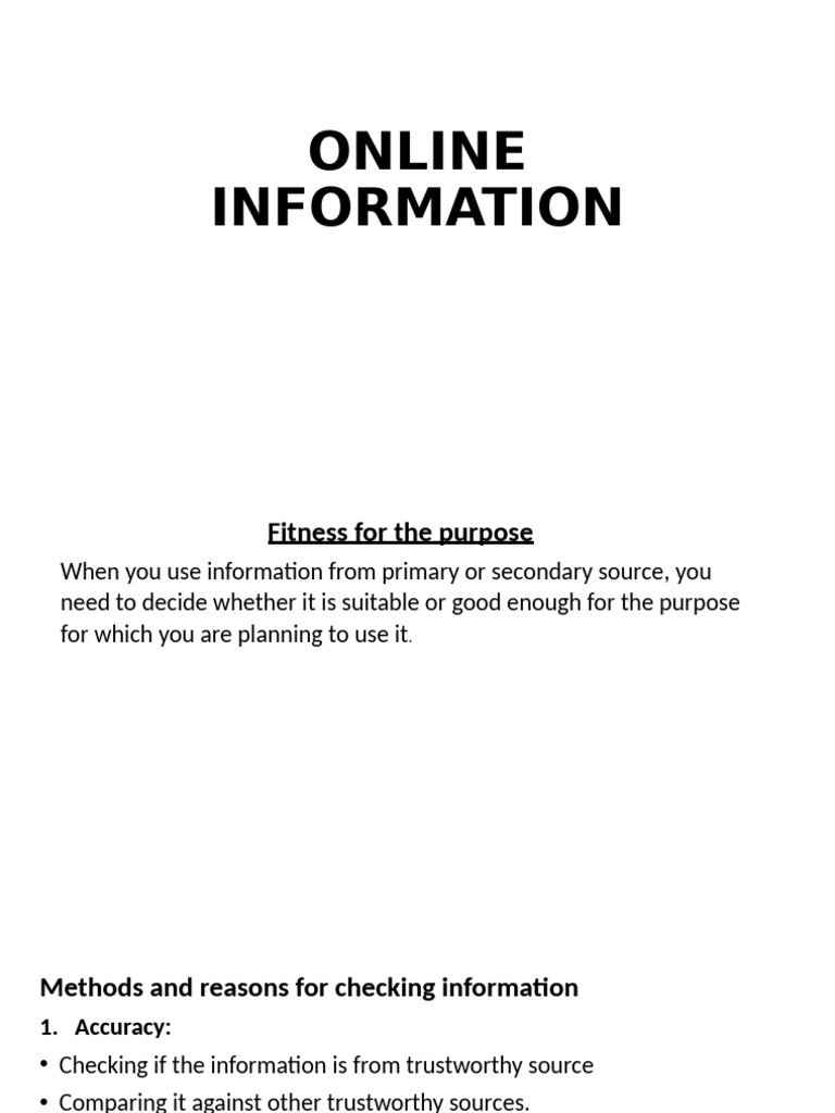 Evaluating Online Information for Use | PDF