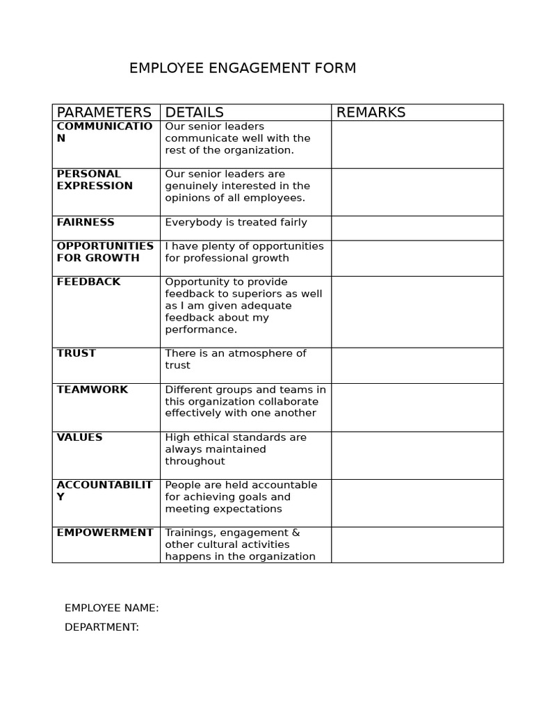 Employee Engagement Form-08-01-2025 | PDF