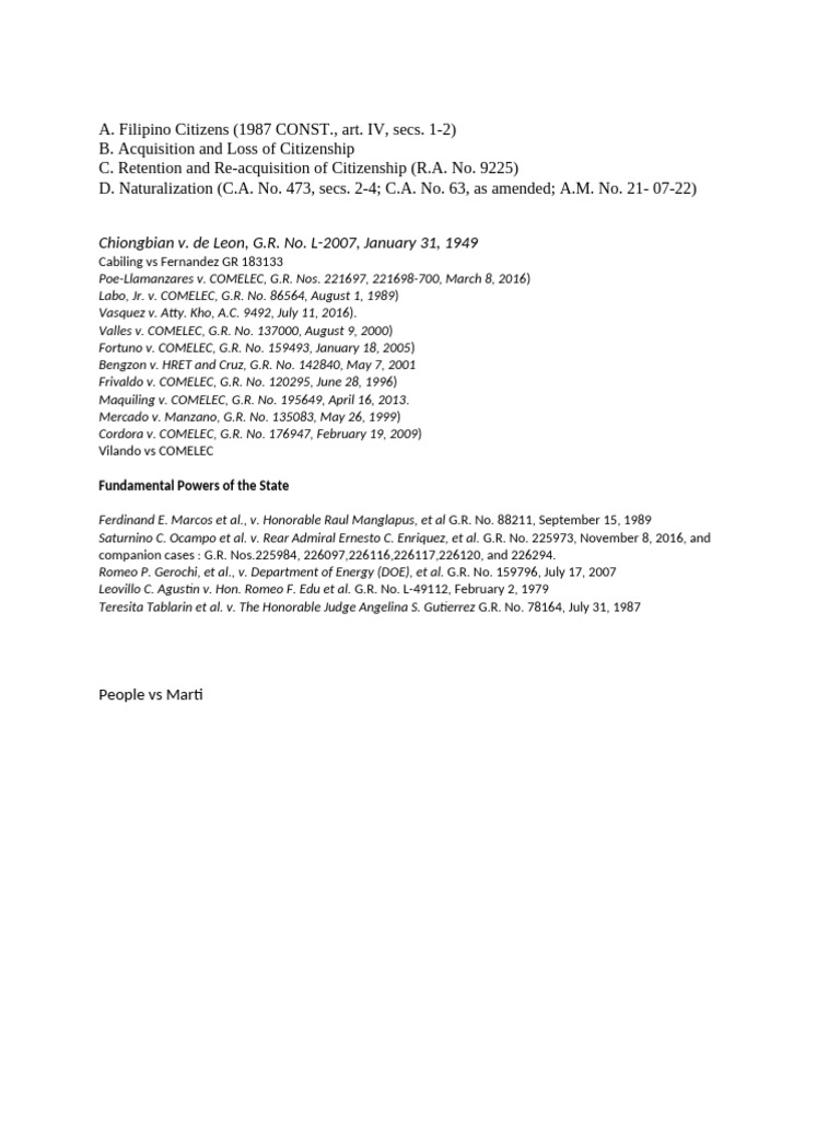Consti-II-Case-List | PDF