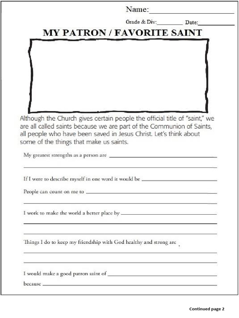 My Patron - Favorite Saint Journal Assignment (1) | PDF