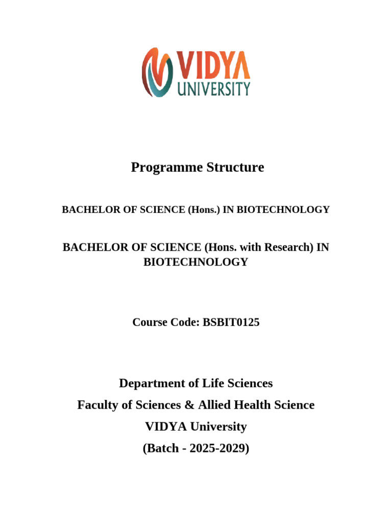 CBCS Program Structure of BSC Biotech 25 | PDF | Course Credit ...