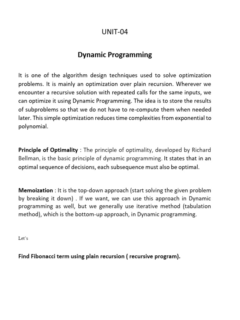 UNIT-4 | PDF | Dynamic Programming | Time Complexity