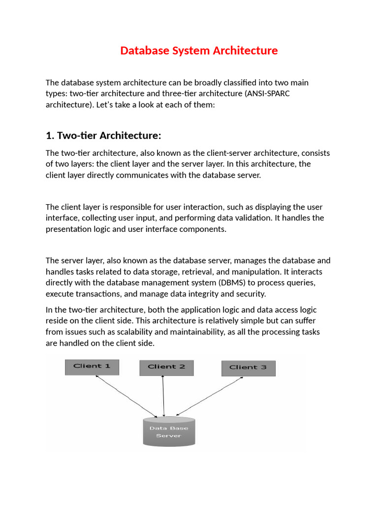 Database System Architecture | PDF | Databases | Client–Server Model