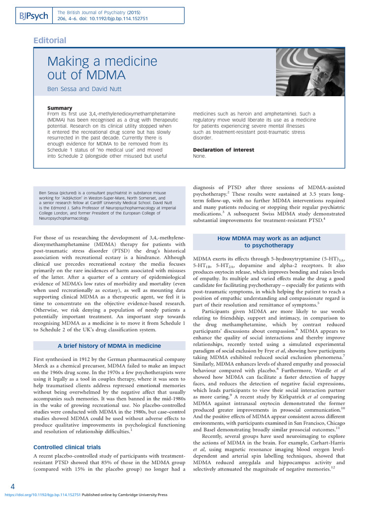 Making A Medicine Out of Mdma | PDF | Mdma | Controlled Substances Act