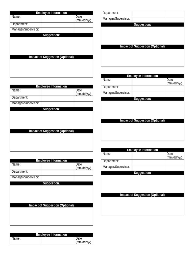 Employee Suggestion Form Template | PDF