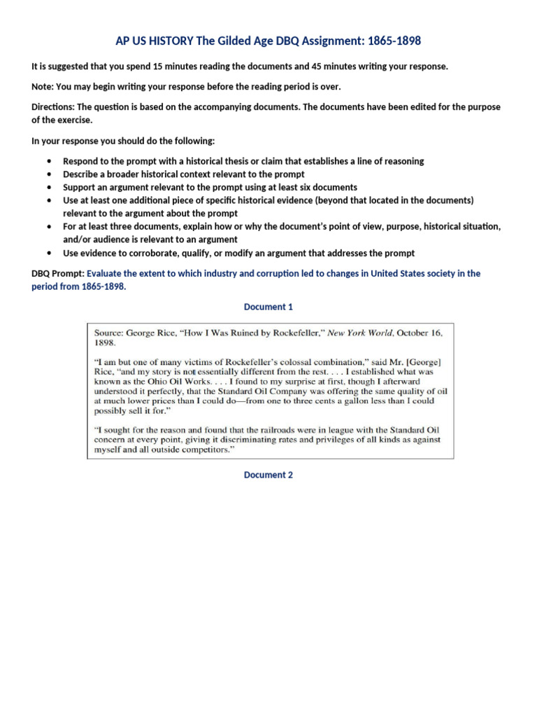 A6.04.1 The Gilded Age DBQ Assignment | PDF | Cost Of Living ...