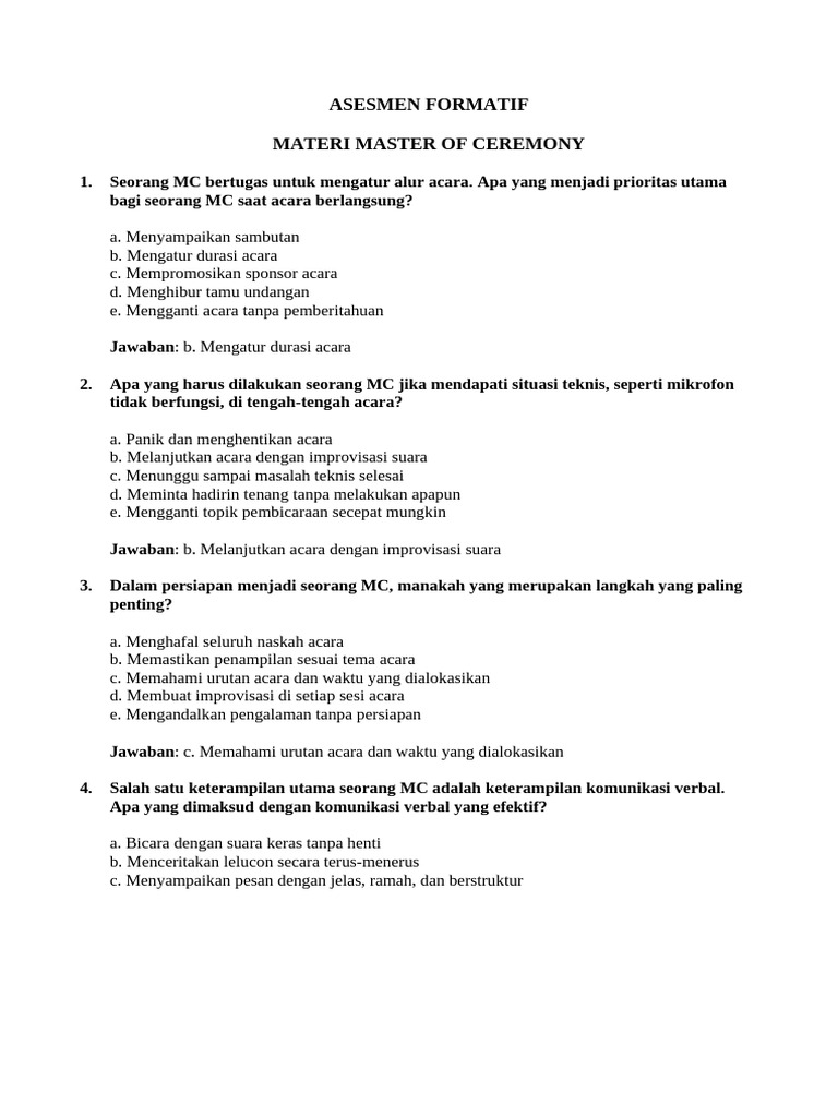 Asesmen Formatif MC | PDF