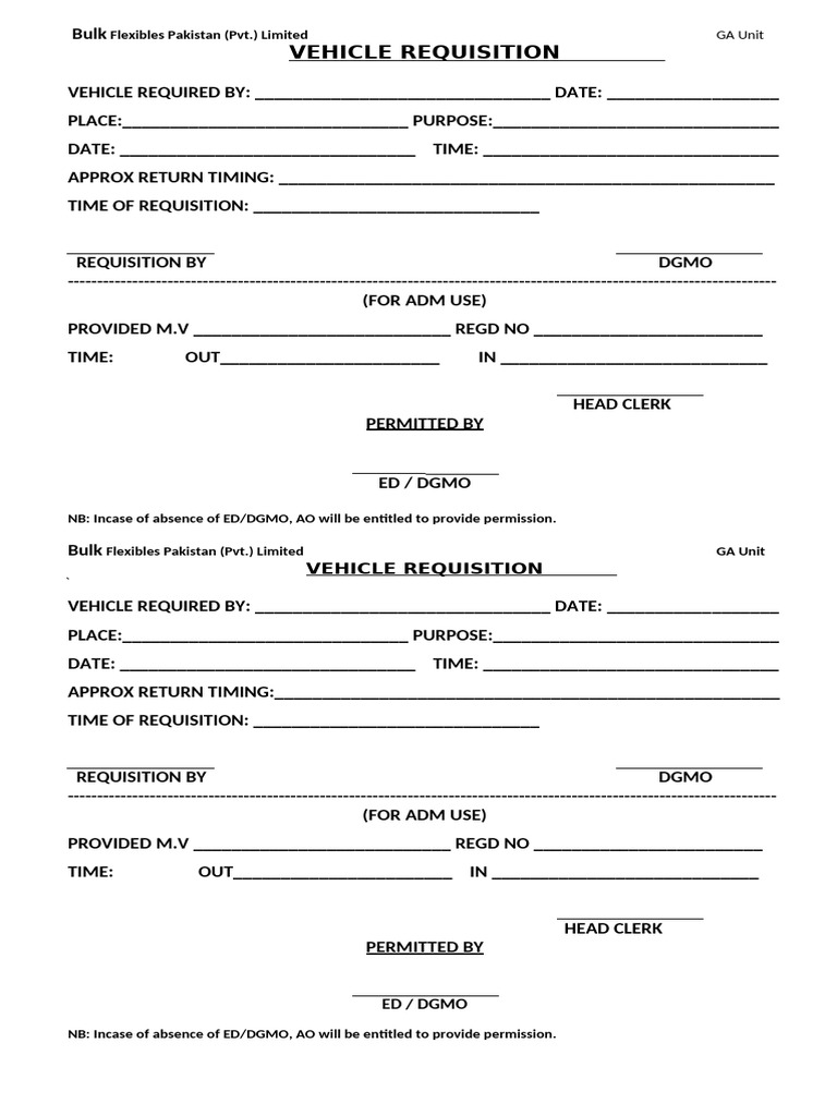 NEW Vehicle Requisition | PDF