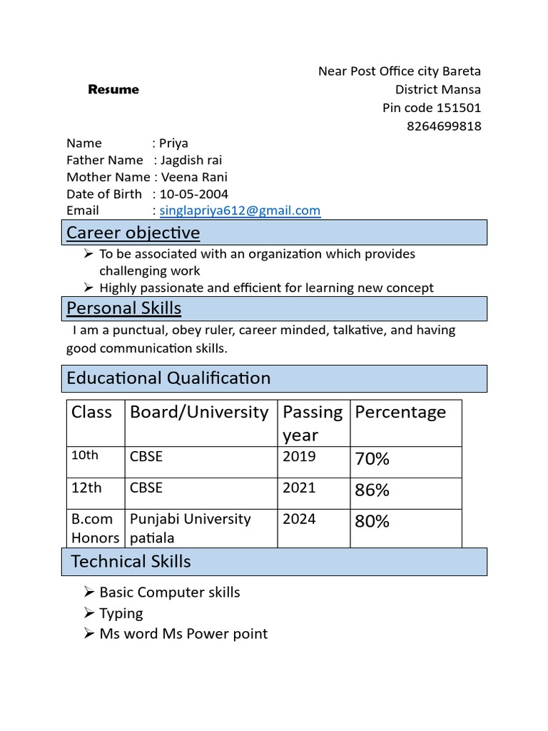 Priya Resume | PDF