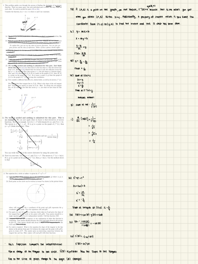 Understanding Inverse Functions and Slopes | PDF | Slope | Elementary ...