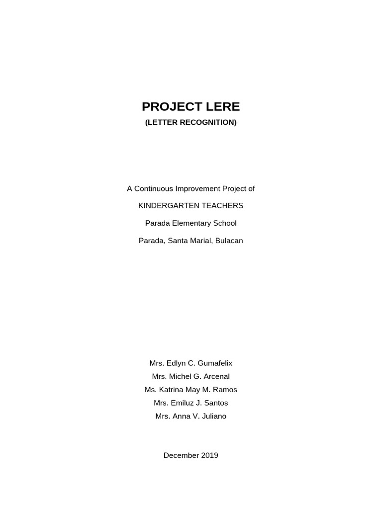 Project LERE: Improving Letter Recognition | PDF | Teachers | Cognition