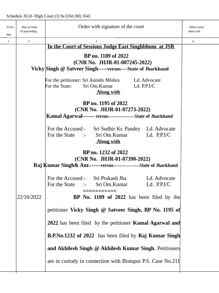 Jamshedpur Civil Court Order | PDF | Bail | Crimes