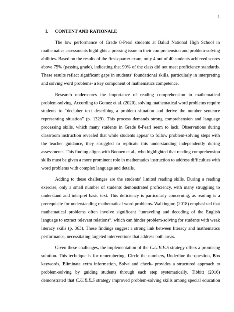 CBAR Proposal Chapter 1 To References - 1 | PDF | Reading Comprehension ...